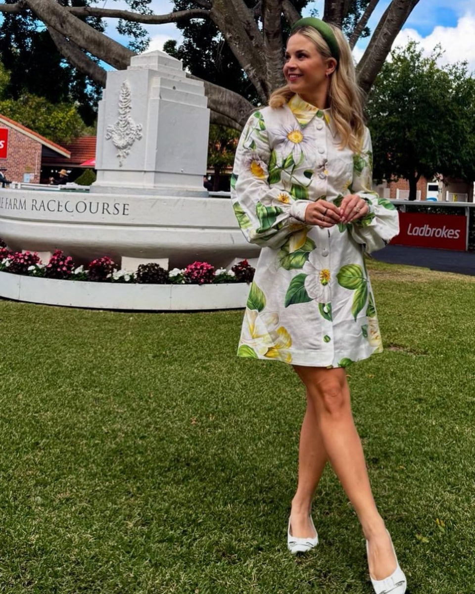 Emma Freedman wears "MONICA" in khaki – FORD MILLINERY