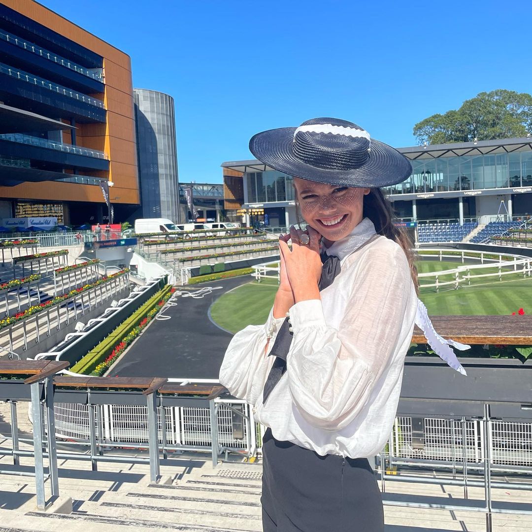 Lucia Hawley dressed in our "ANNIE" – FORD MILLINERY