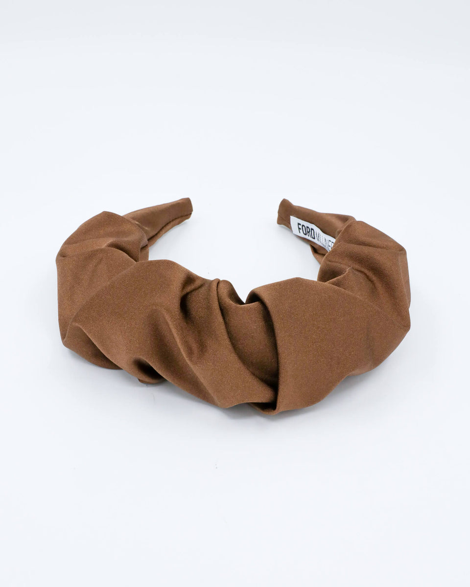"JUDE" Brown Ruched Headband by Australian label, FORD MILLINERY