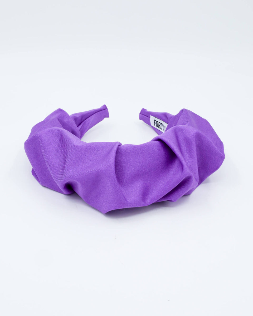 "JUDE" Warm Purple Ruched Headband by Australian label, FORD MILLINERY