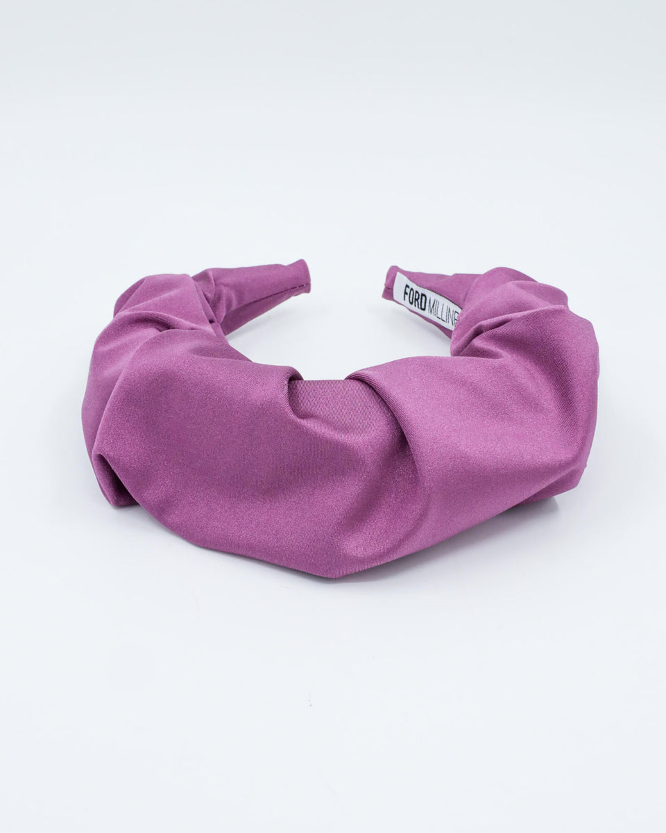 "JUDE" Grape Purple Ruched Headband by Australian label, FORD MILLINERY
