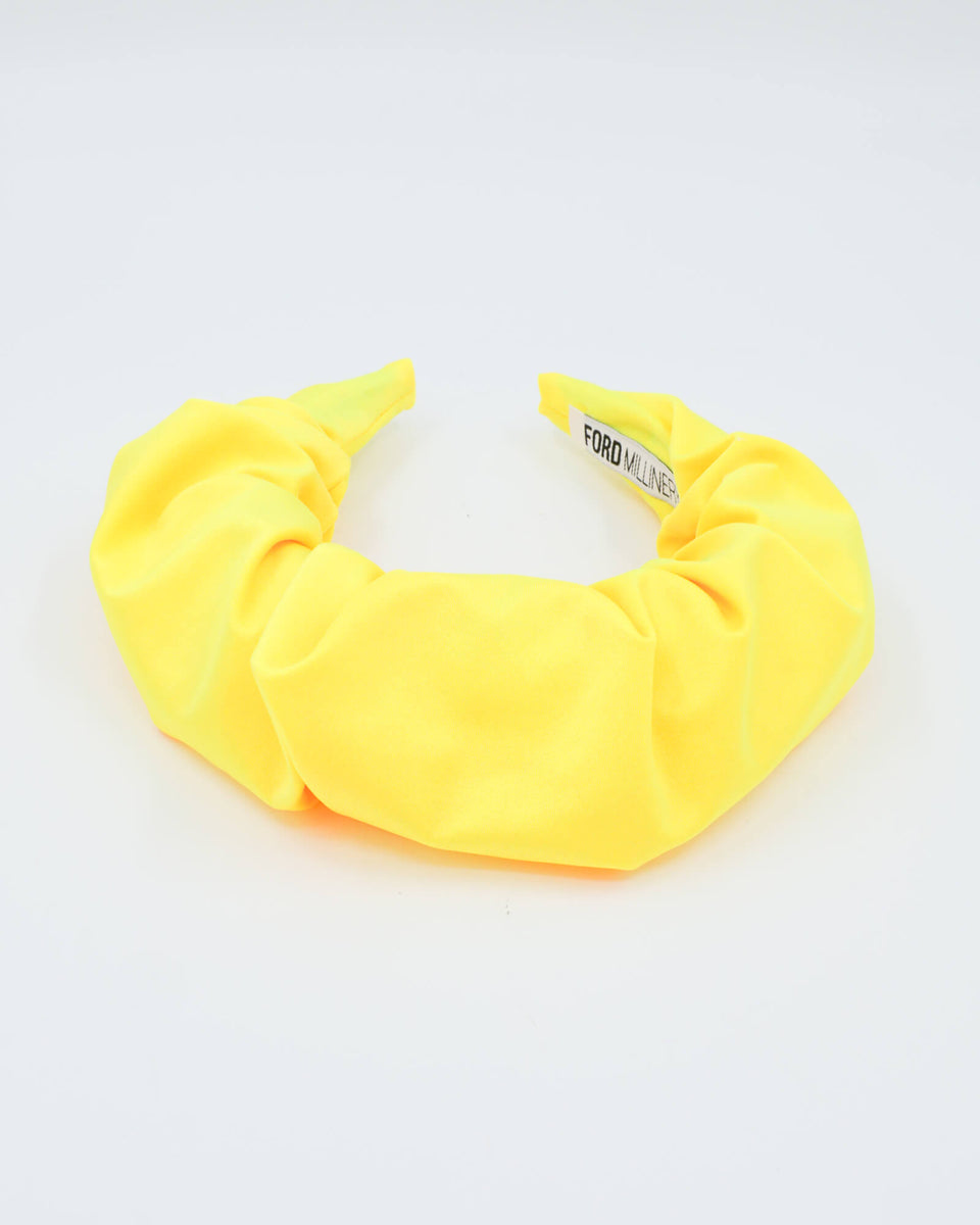"JUDE" Yellow Ruched Headband by Australian label, FORD MILLINERY