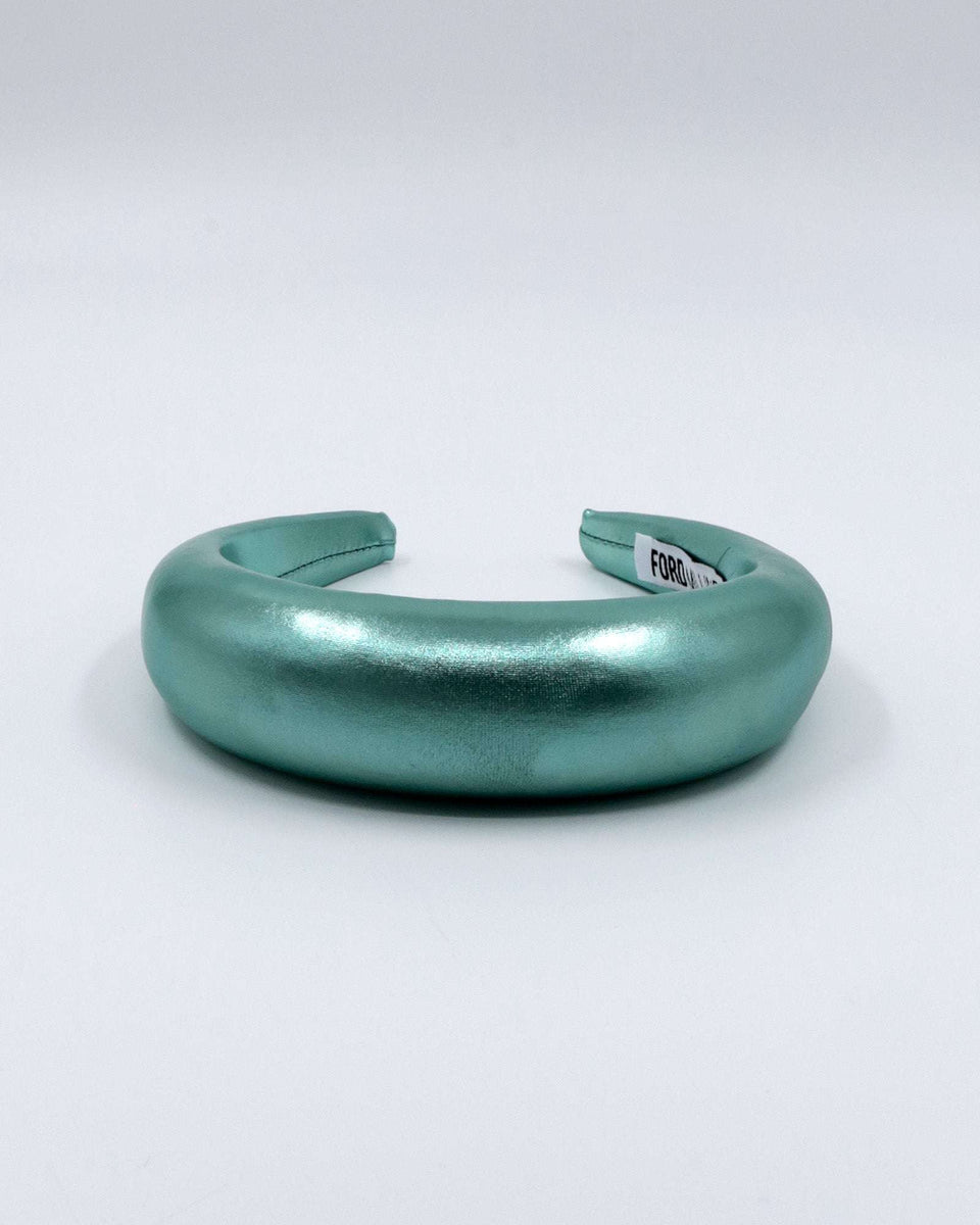 "GAGA" Chrome Aqua Padded Headband by Australian label, FORD MILLINERY