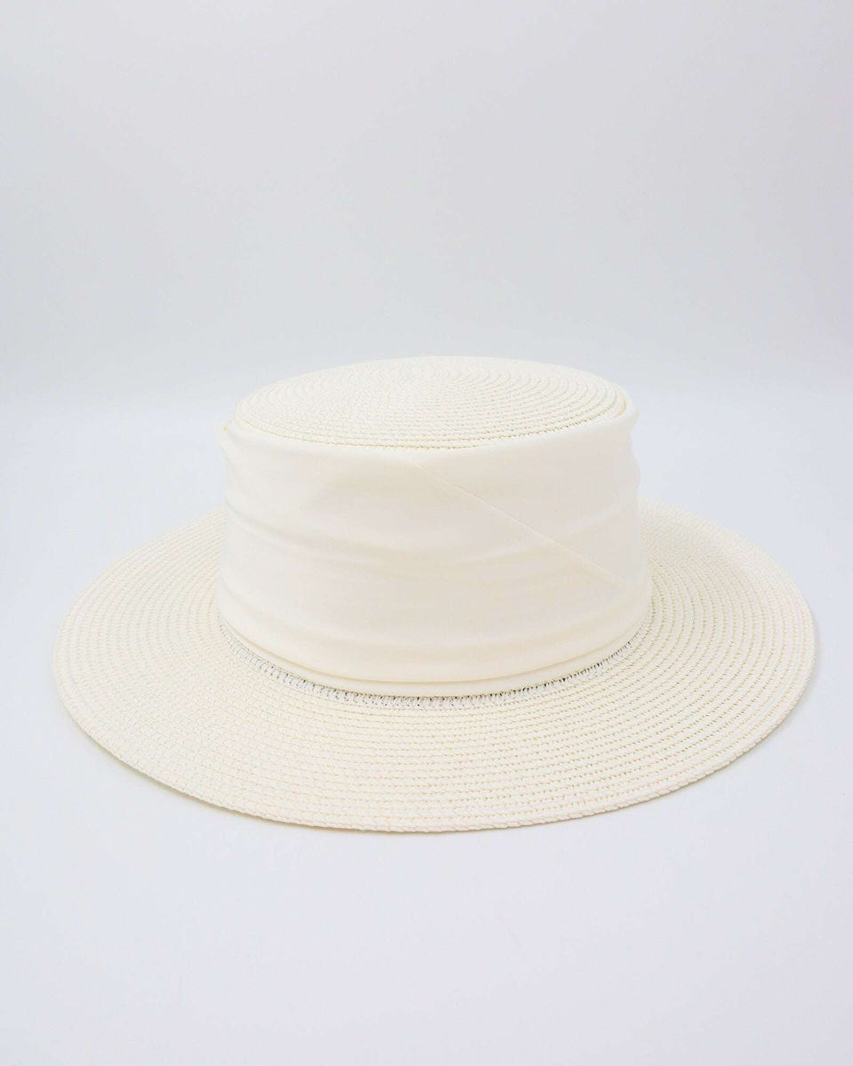 "VANILLE" White Straw Boater Hat | FORD MILLINERY