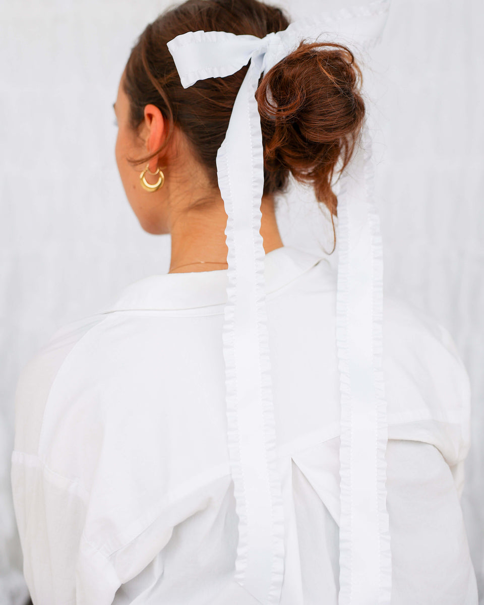Length of White Ruffled Ribbon by FORD MILLINERY